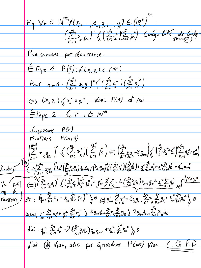Cauchy Schwarz RÃ©ccurrence Avec Majoration (Version Finale) | PDF