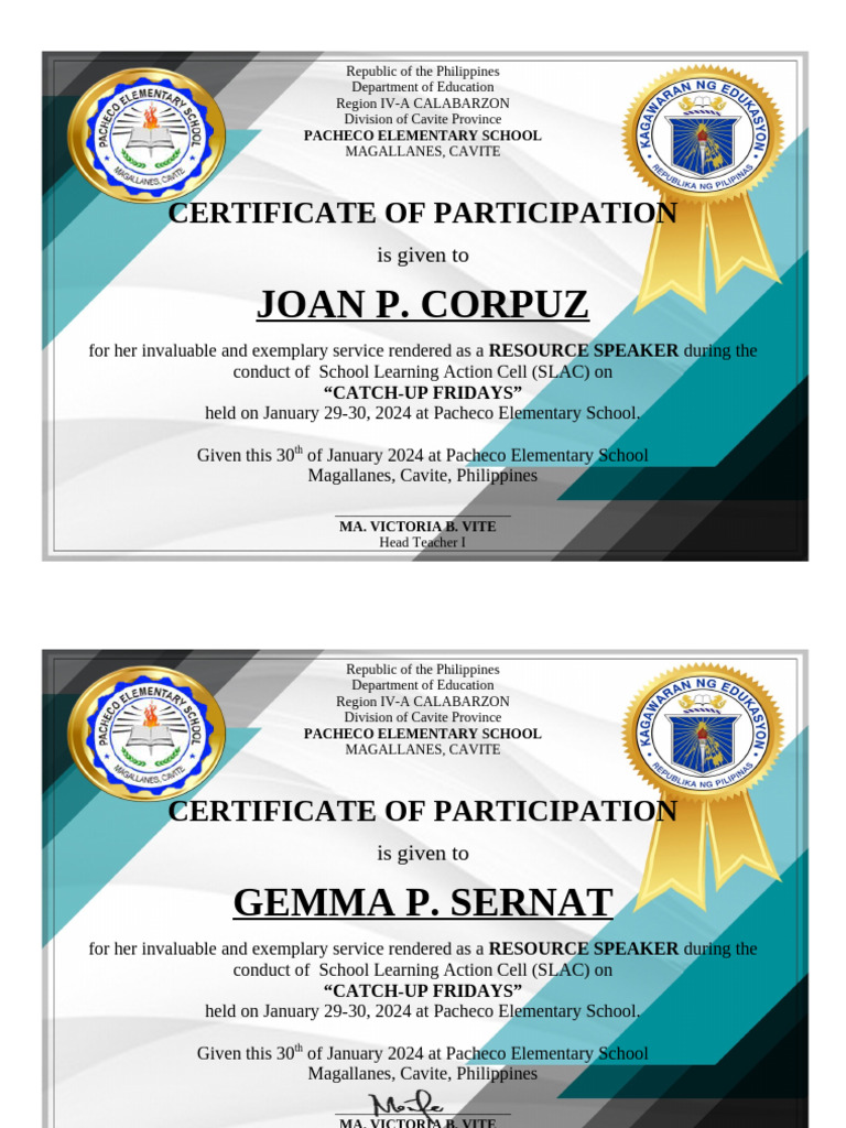 Certificates CATCH UP FRIDAYS | PDF | Government Institutions | Governance