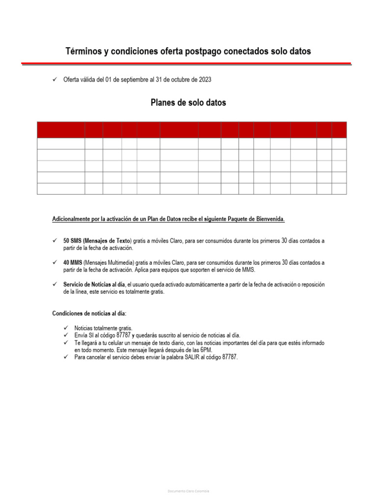 Terminos Condiciones Oferta Postpago Conectados Solo Datos Octubre | PDF | Lte ...