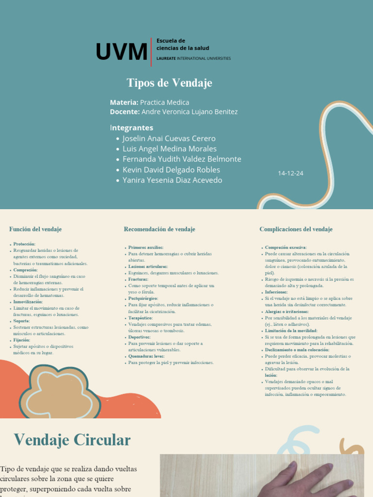 Tipos de Vendaje PDF | PDF | Herida | Enfermedades y trastornos