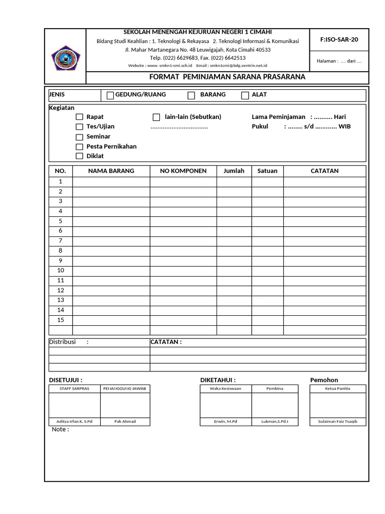 Peminjaman Sarana Prasarana-2 | PDF