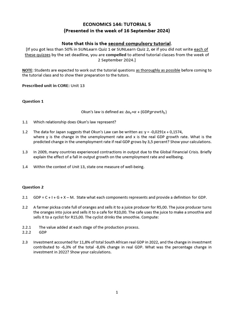 Tutorial 5 questions Tutoriaal 5 vrae | PDF