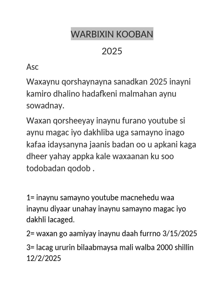 Warbin Kooban 2025 | PDF