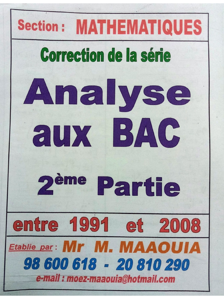Correction Analyse Aux Bac 2è Partie 4è Math | PDF