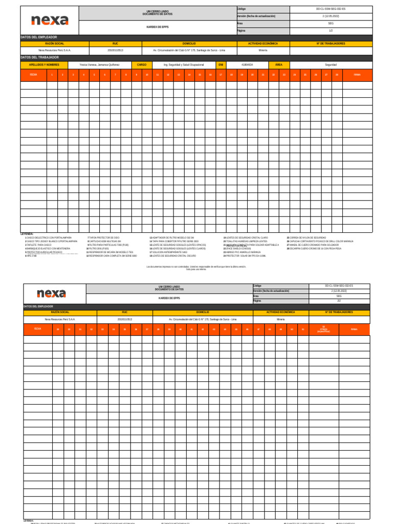 Lista de EPPS para Seguridad Minera | PDF