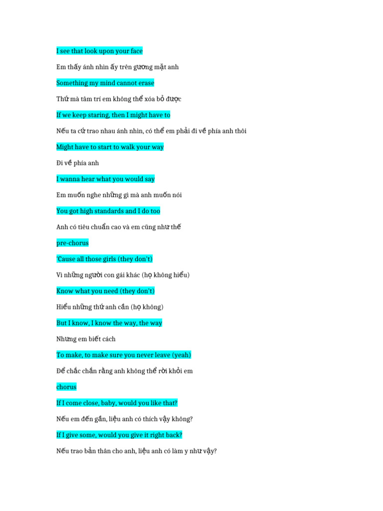 Highlighted English Lines | PDF