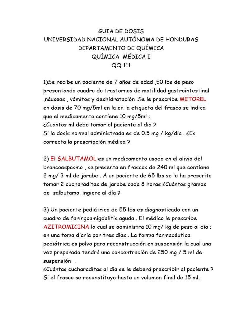 Guía de Dosis Médicas para Niños | PDF | Medicamentos con receta ...