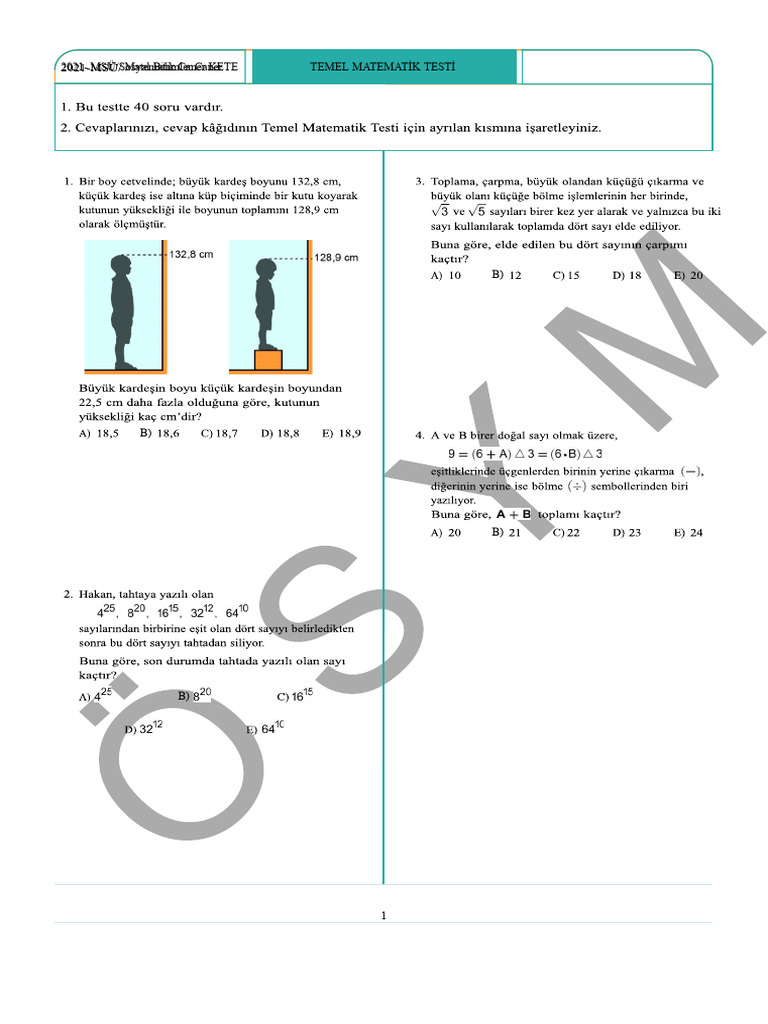 2021 MSU Sorular Caner KETE | PDF