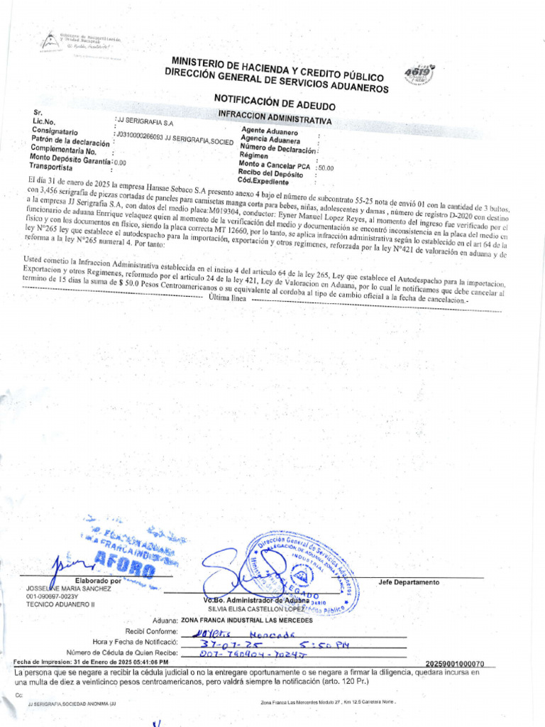 Infraccon de 50 Dlrs | PDF