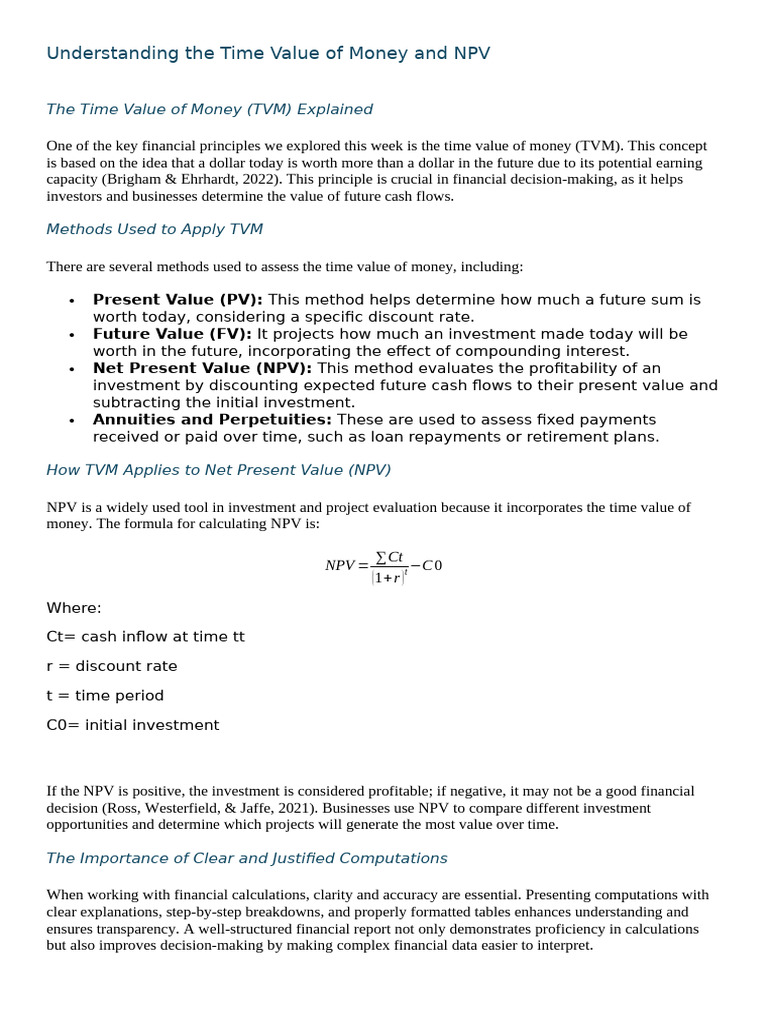 Portfolio Assignment Unit2 | PDF | Time Value Of Money | Net Present Value