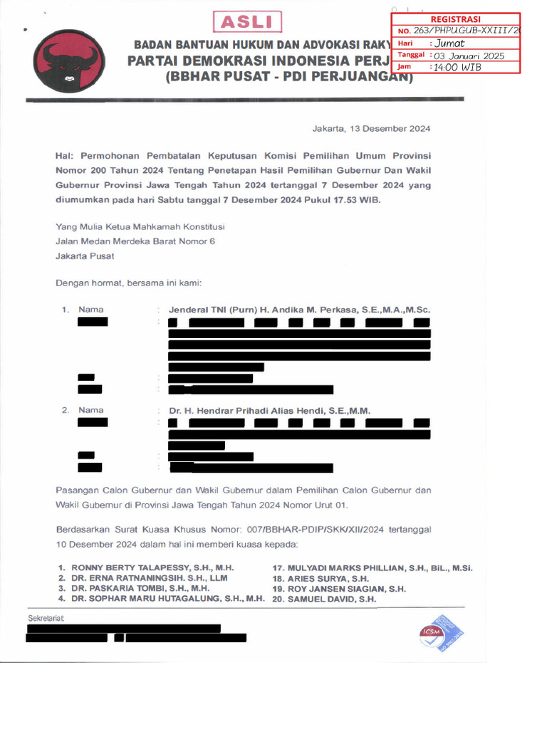 Permohonan DiRegistrasi - 4159 - 6531 - Perbaikan Permohonan Andika Perkasa - Redacted | PDF