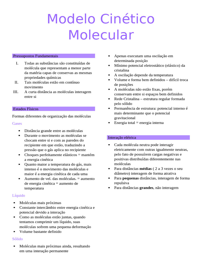 Modelo Cinético Molecular | PDF | Moléculas | Gases