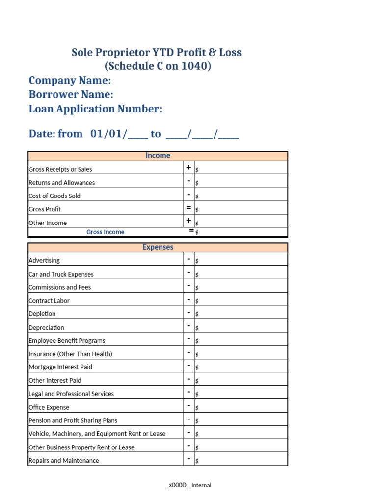 3_YTD_Profit_and_Loss_Statement_Template | PDF | Tax Deduction | Expense
