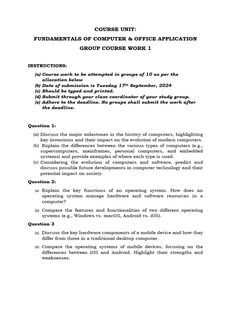 Computer & Office Apps Coursework | PDF