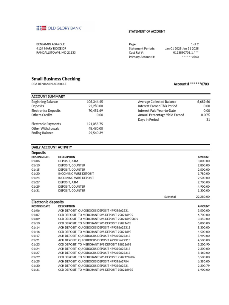 TD Bank Statement Summary 2025 | PDF | Automated Clearing House | Money
