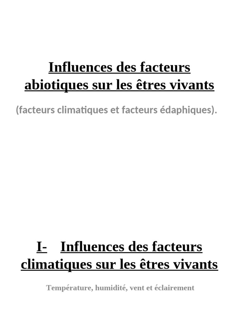 Facteurs Abiotiques 2nd | PDF | Plantes