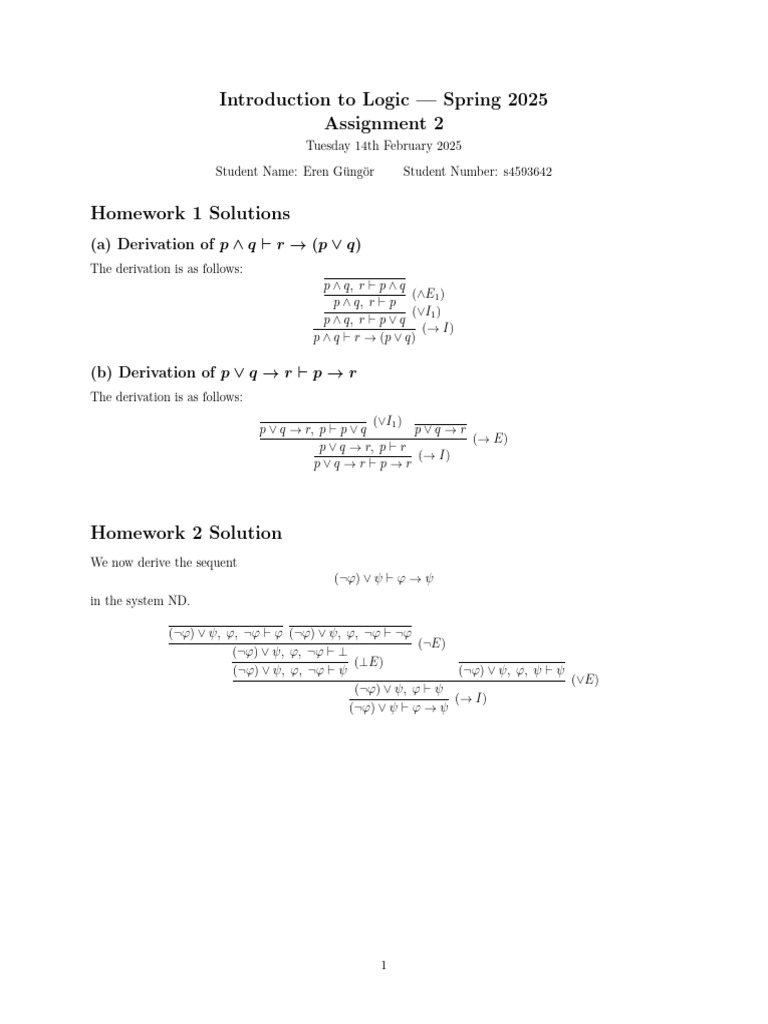Logic Homework Solutions | PDF