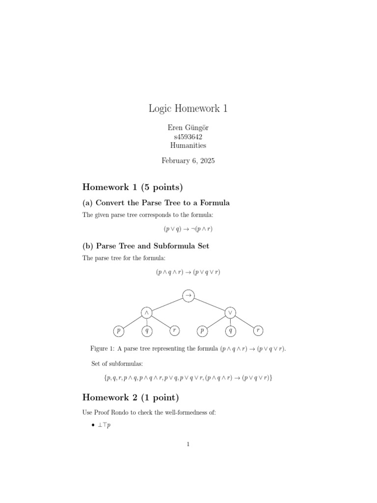Logic HW 1 | PDF