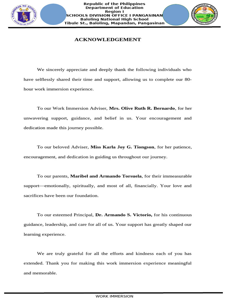 Acknowledgement and Dedication | PDF