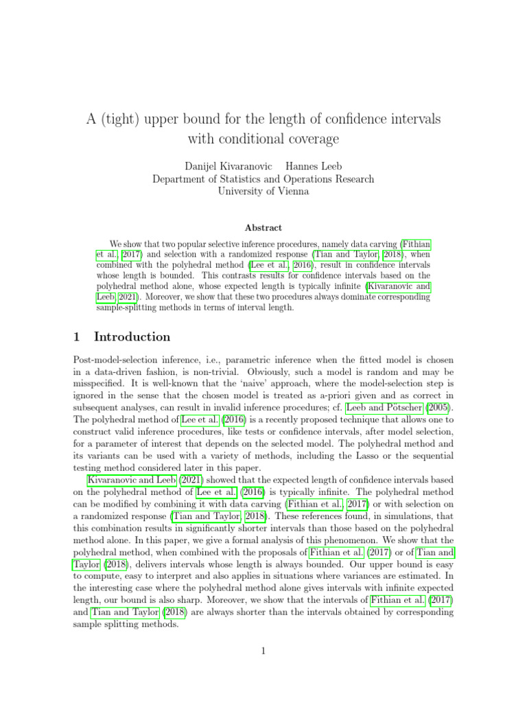 Bounded Confidence Intervals in Inference | PDF | Statistical Inference | Variance