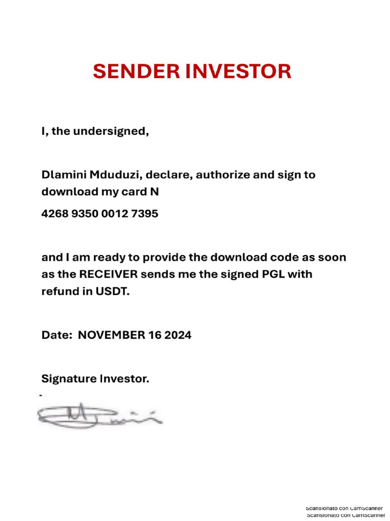 Sender Declaration 1t Card 11.16.2024 | PDF