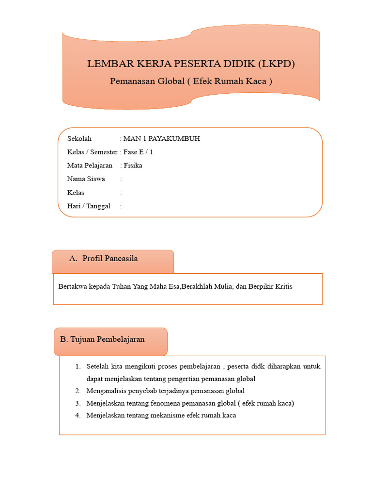 LKPD Fisika: Pemanasan Global & Efek Rumah Kaca | PDF