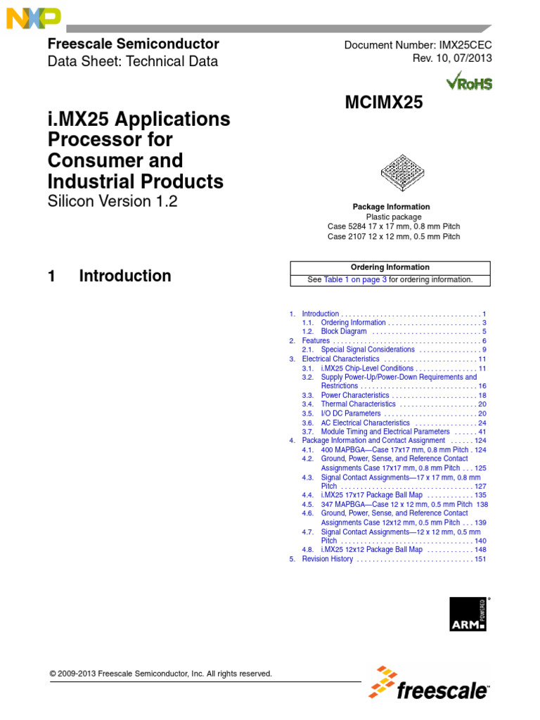 i.MX25 Processor Data Sheet | PDF | Microcontroller | Flash Memory