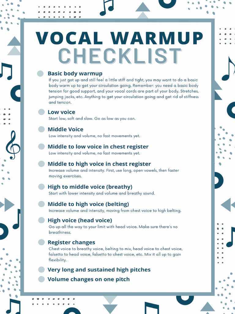 Vocal Warmup Checklist | PDF