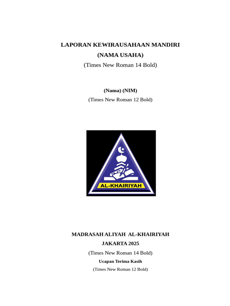 Panduan Laporan Usaha Ma Al Khairiyah | PDF