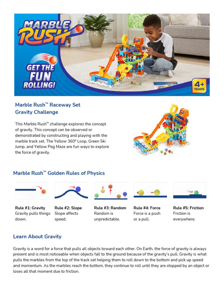 Marble Rush Raceway Set Challenge Manual | PDF | Force | Mechanics