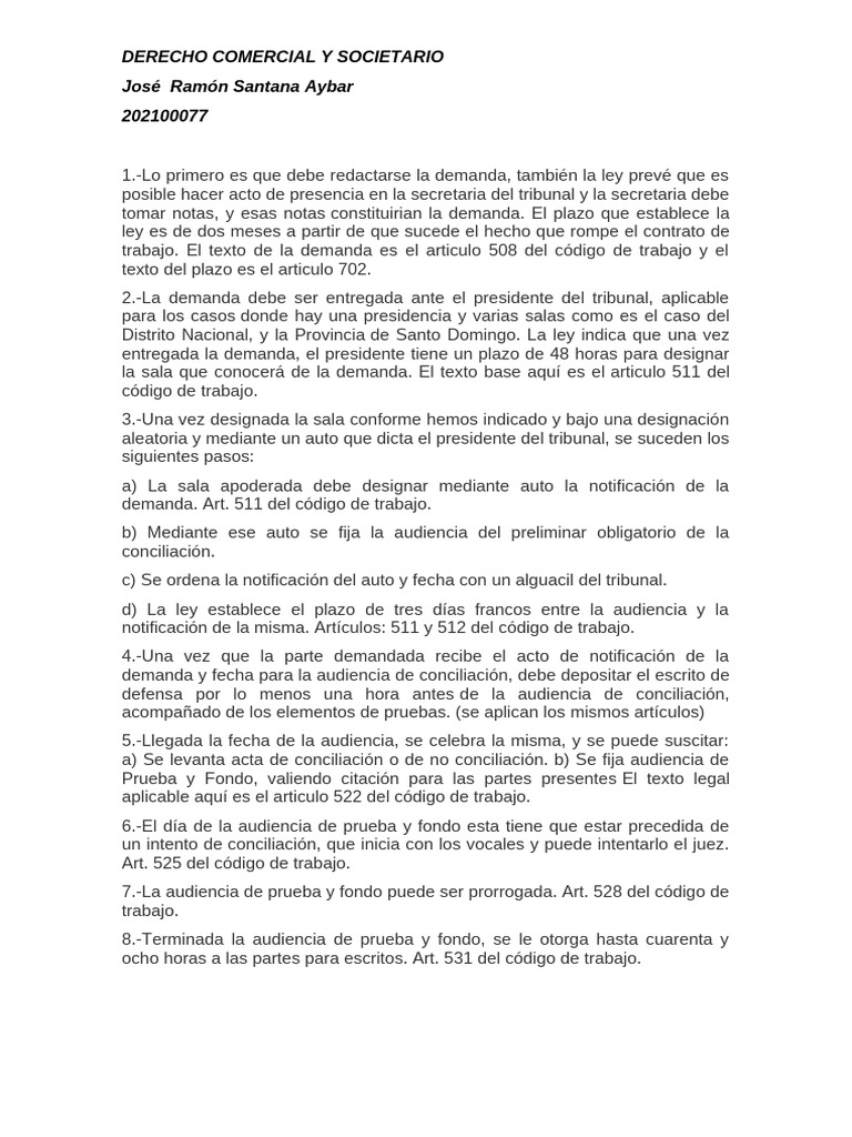 Proceso de Demanda en Derecho Laboral | PDF | Ley procesal | Demanda ...