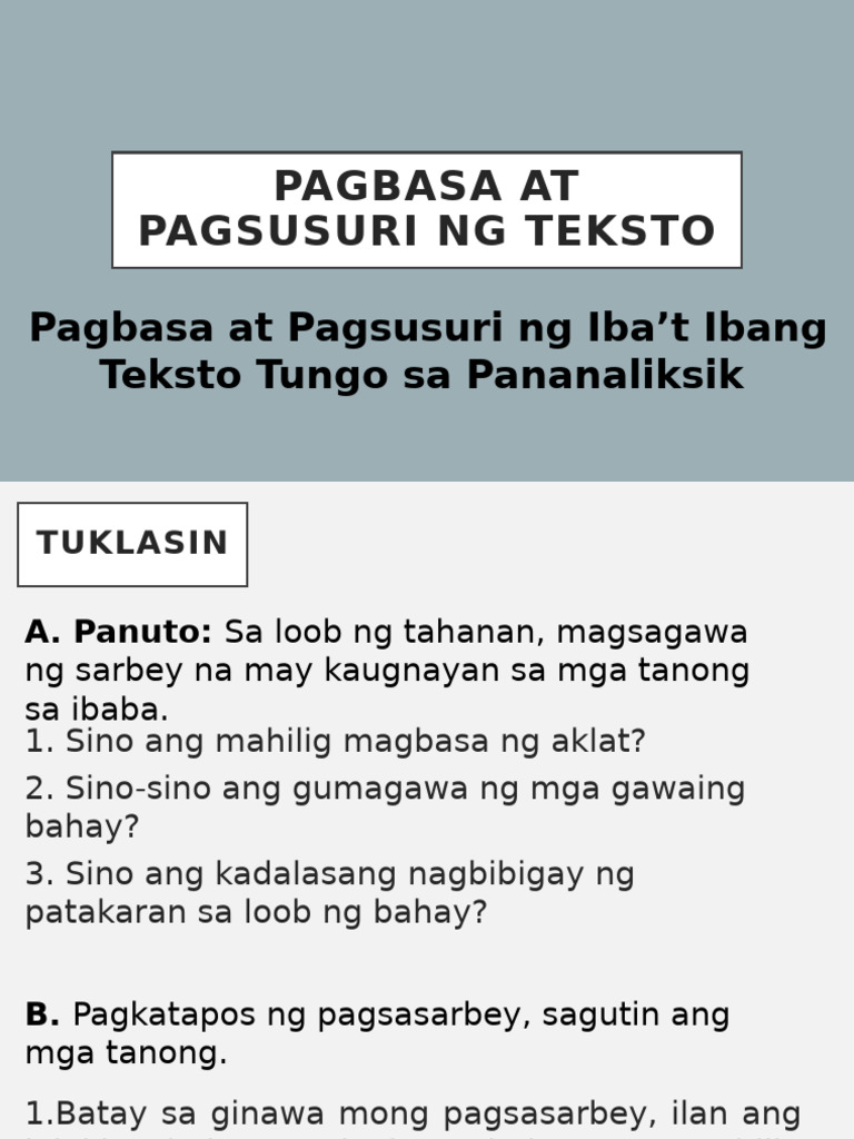 Pagbasa at Pagsusuri NG Teksto Module 4 | PDF