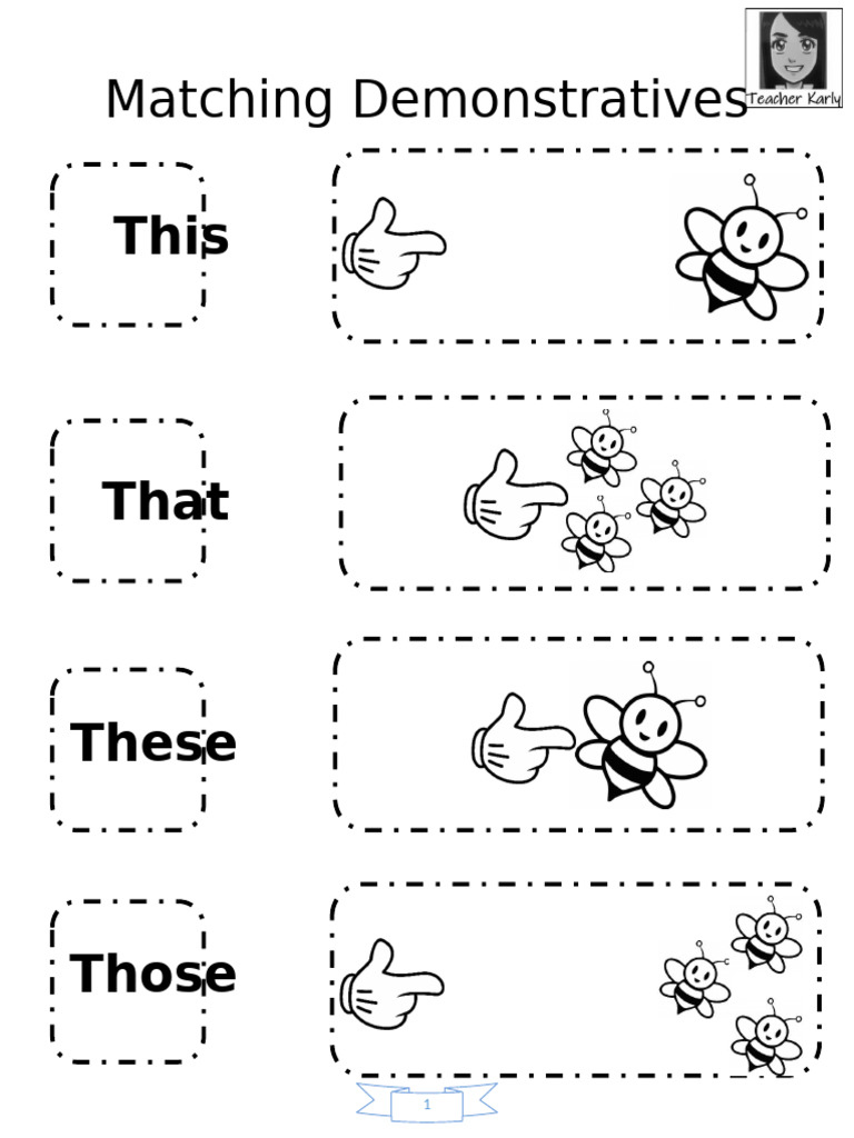 Demonstratives This That These and Those Worksheet Templates Layouts ...