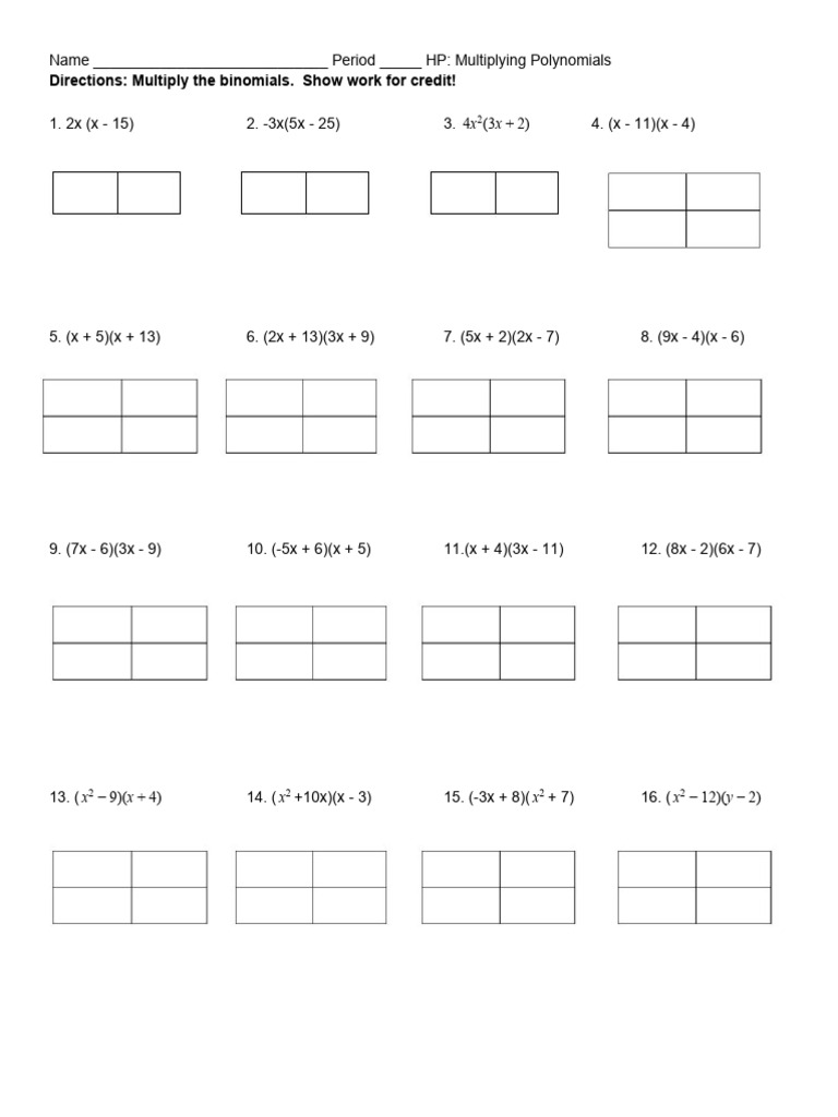 HP - Multiply Binomials | PDF