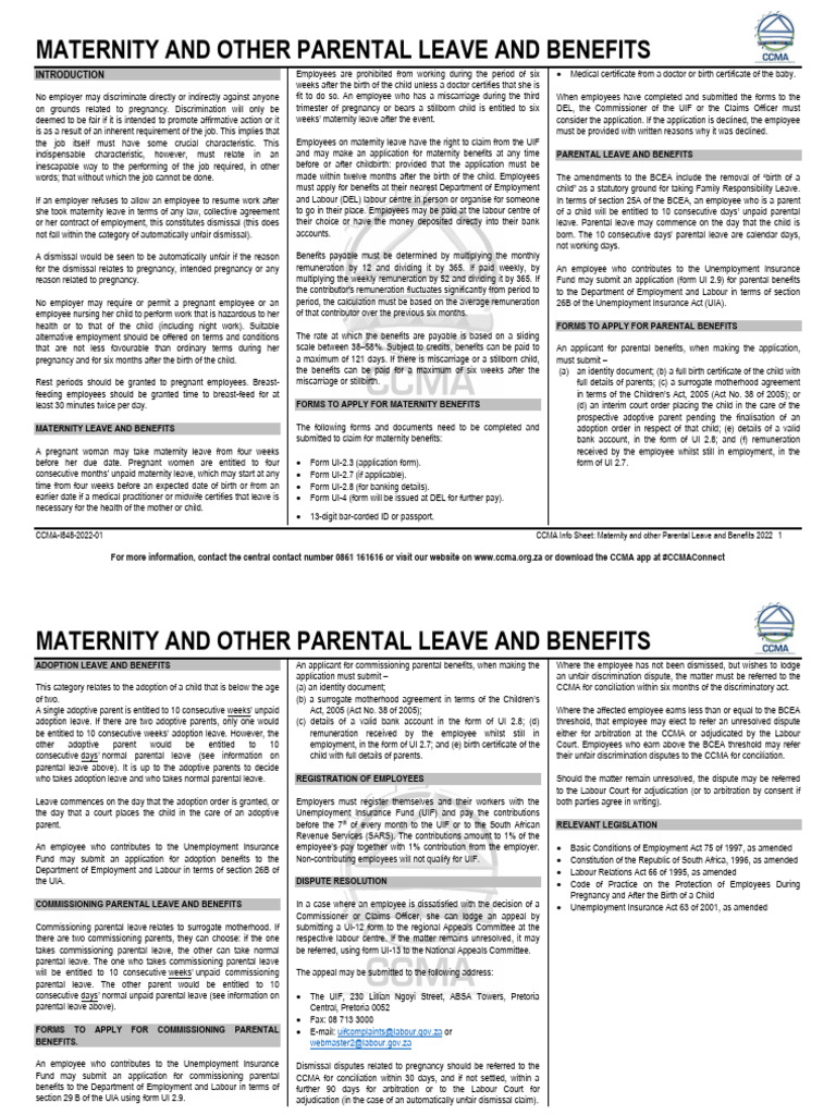 Maternity and Parental Leave Benefits Guide | PDF | Parental Leave ...