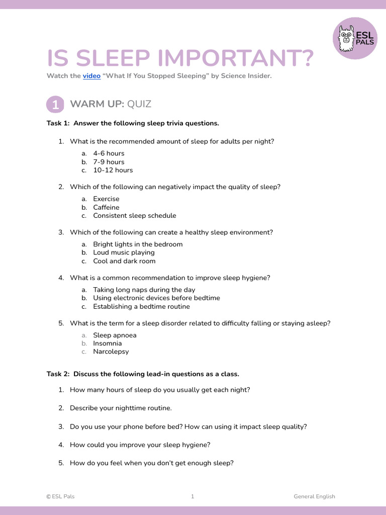 (SV) Is Sleep Important | PDF | Sleep | Sleep Deprivation