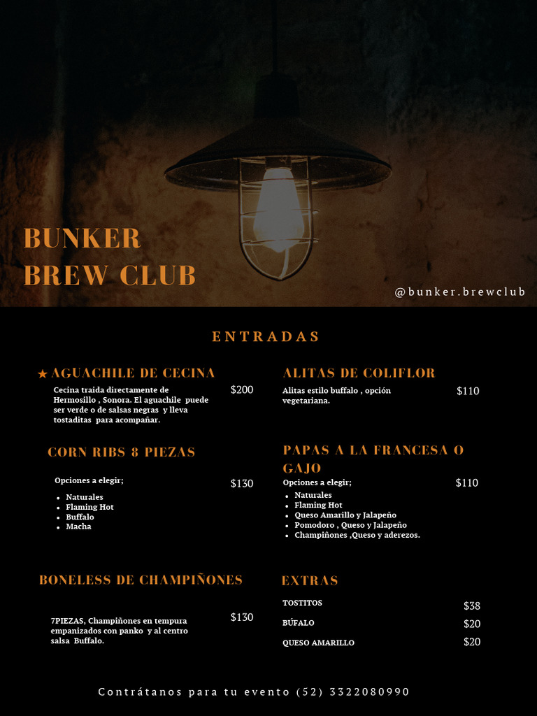 Menú del Bunker Brew Club | PDF | Cocina occidental | Cocina