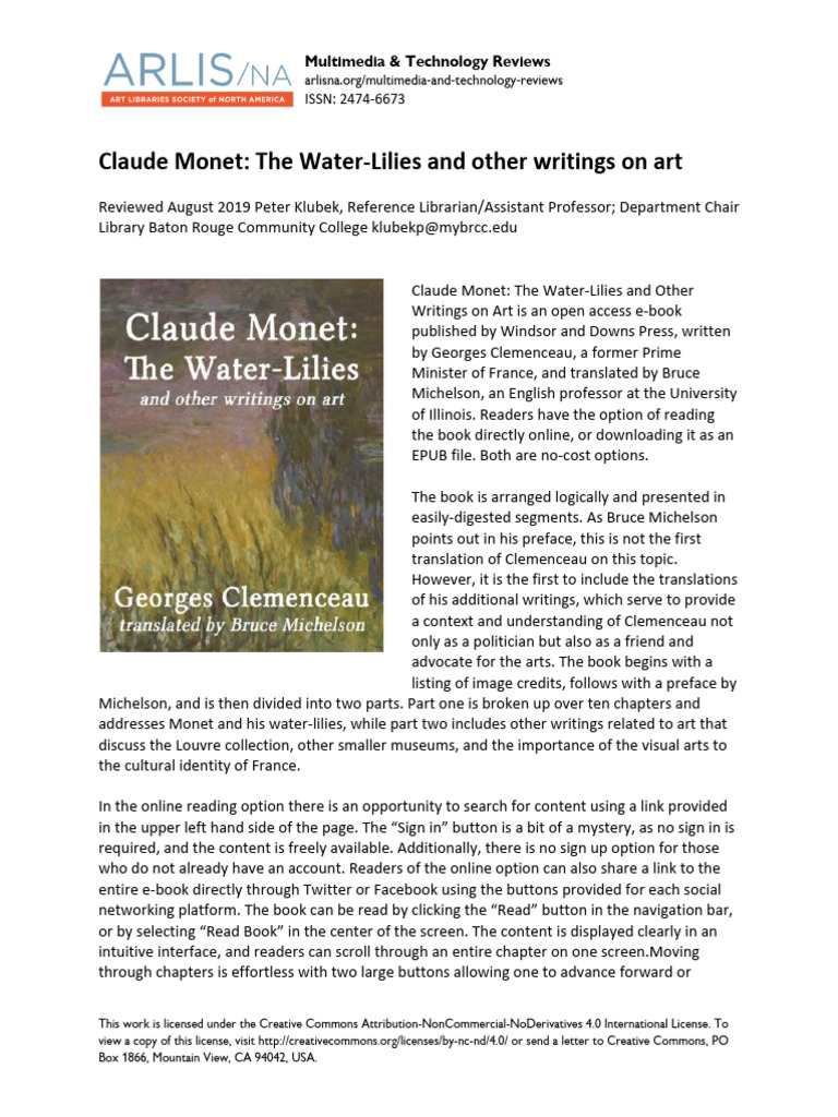 Monet's Water-Lilies E-Book Review | PDF | Computing
