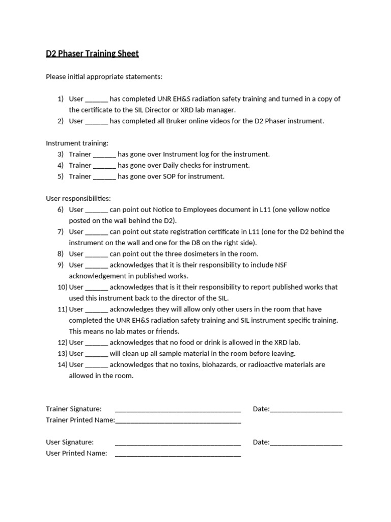 D2 Phaser Training Sheet | PDF