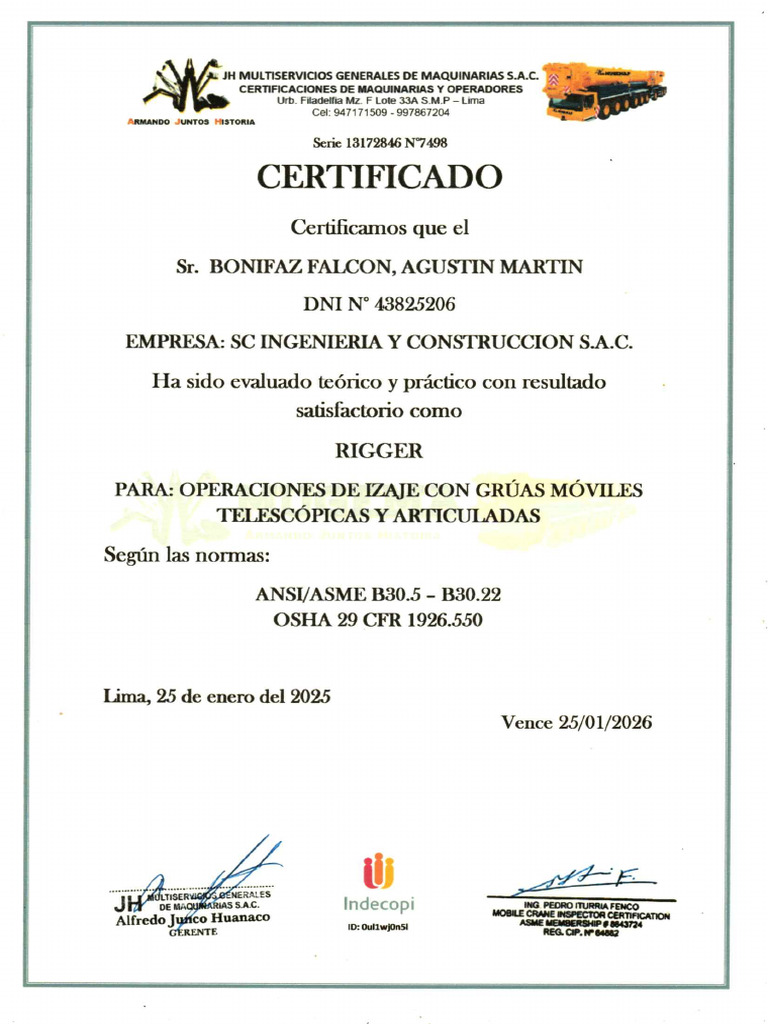 Certificado N°7498 | PDF