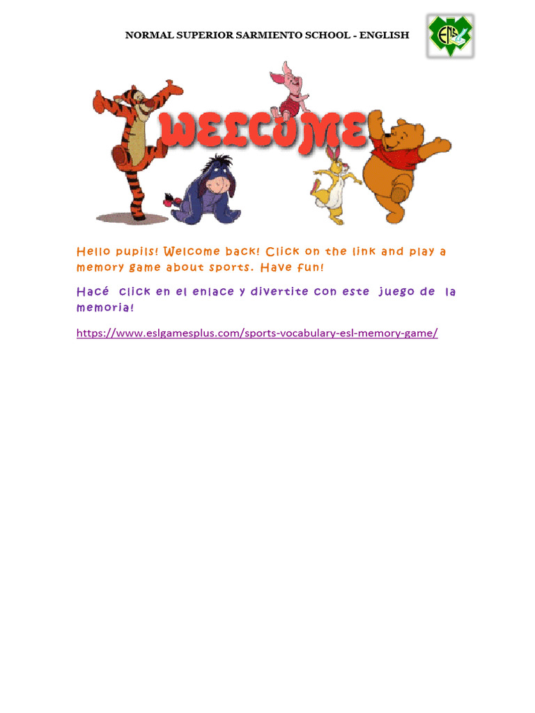 4° Grado - Inglés - Actividades Recreativas | PDF