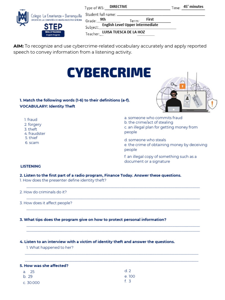 Identity Theft Vocabulary and Tips | PDF | Identity Theft | Fraud
