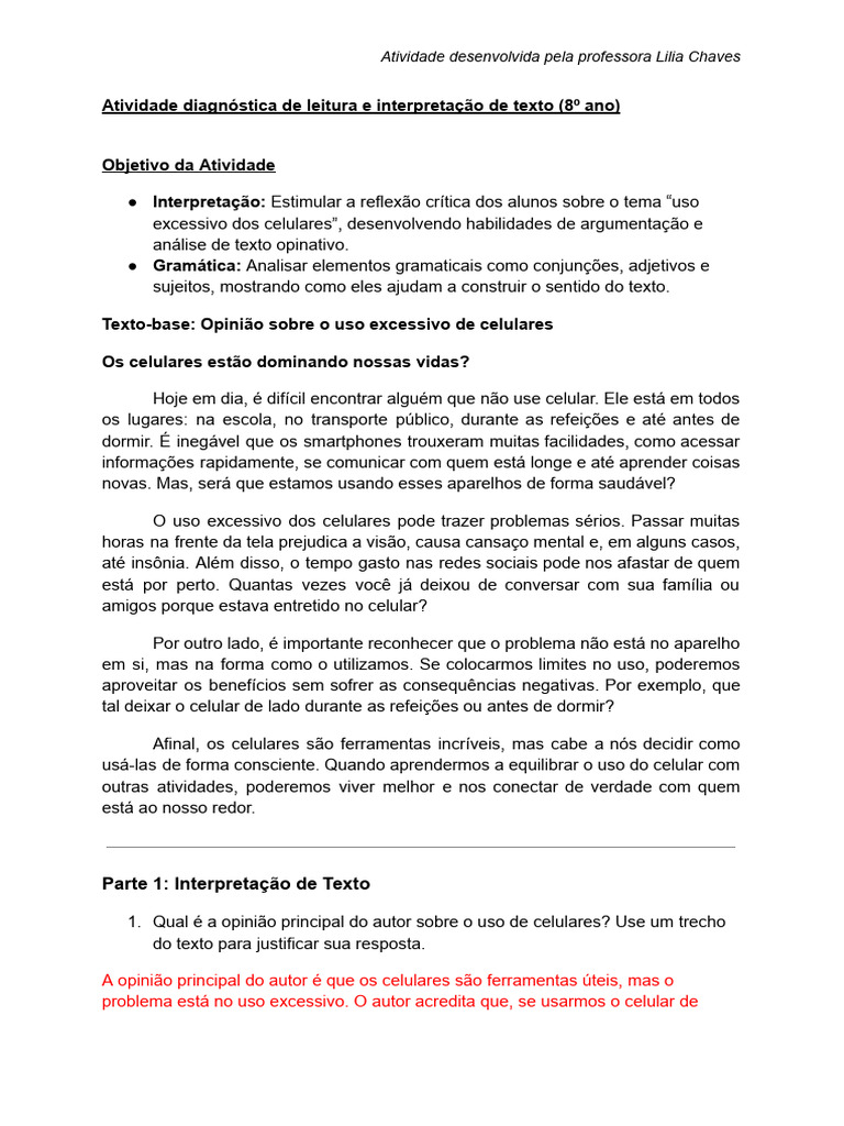 Uso Consciente do Celular na Escola | PDF | Celulares | Assunto (gramática)