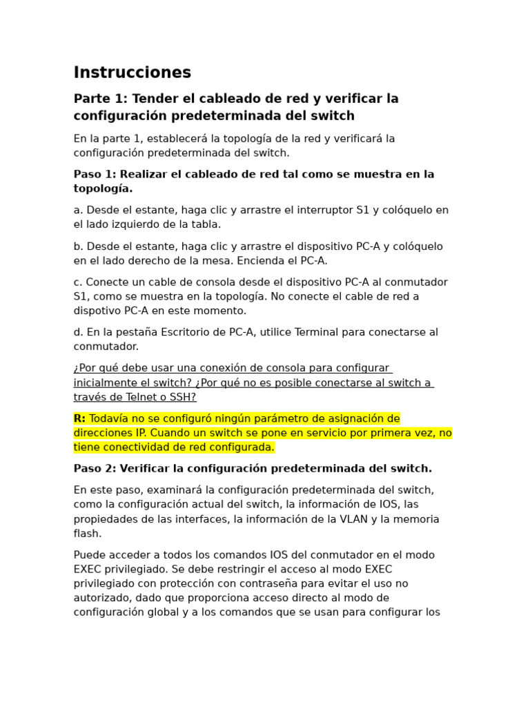 1.1.7-packet-tracer---basic-switch-configuration---physical-mode_es-XL | PDF | Dirección IP ...