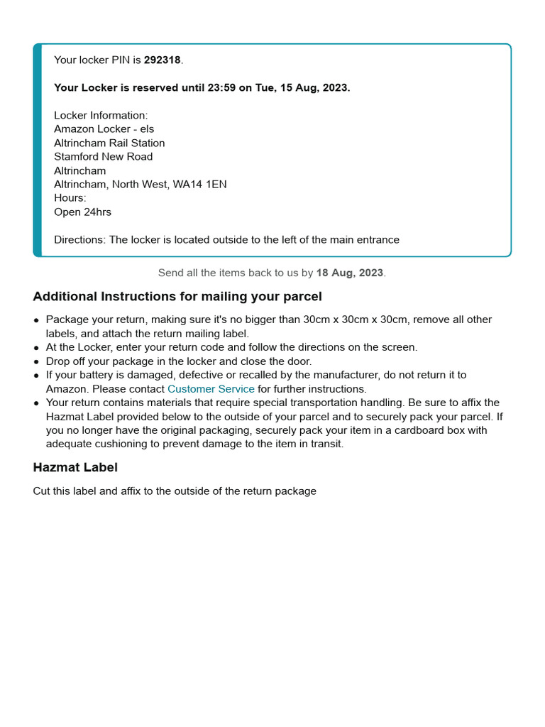 Online Return Center | PDF