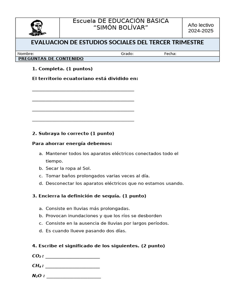 EVALUACION CCNN 3t | PDF | Naturaleza | Entorno natural