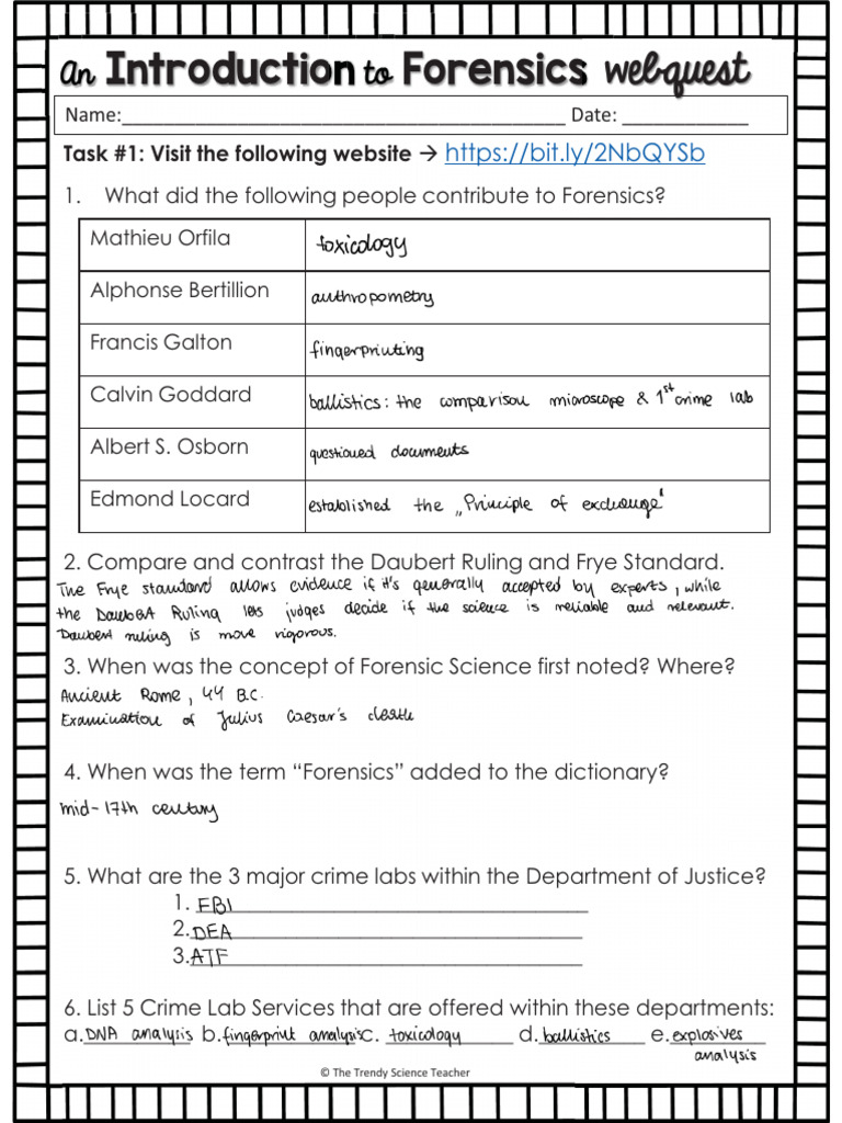 History of Forensics WebQuest | PDF | Forensic Science | Justice