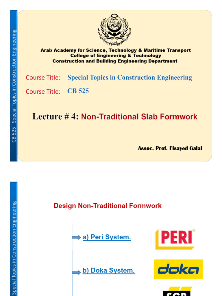 CB 525 - DR Elsayed - Lect. 5 Doka Bearing Towers | PDF | Structural Engineering | Civil Engineering