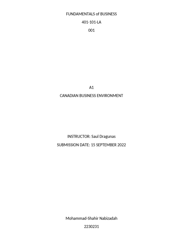 Fundamentals of Business Title Page A1 | PDF