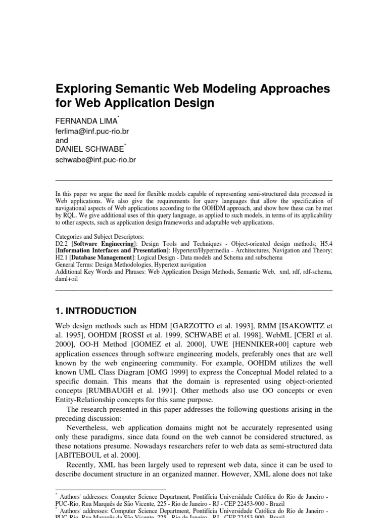 Exploring Semantic Web Modeling Approaches For Web Application Design | PDF | Conceptual Model ...